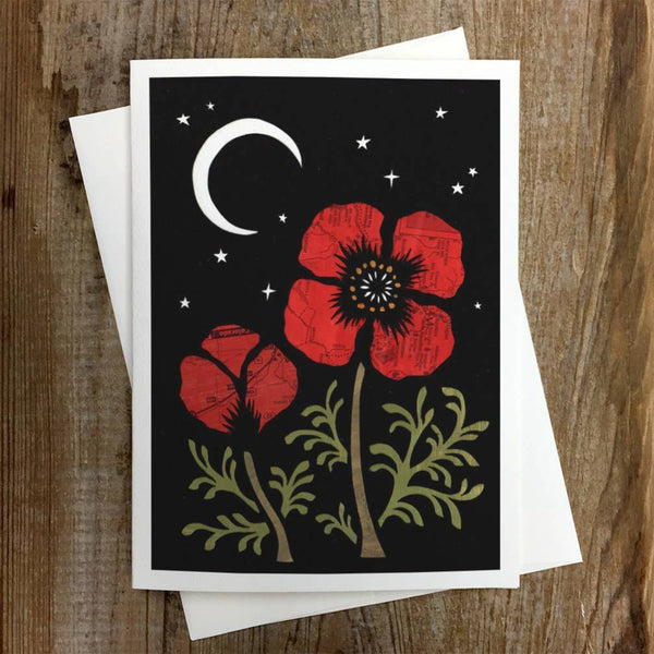 Poppy Moon Greeting Card - Wild Roots Apothecary